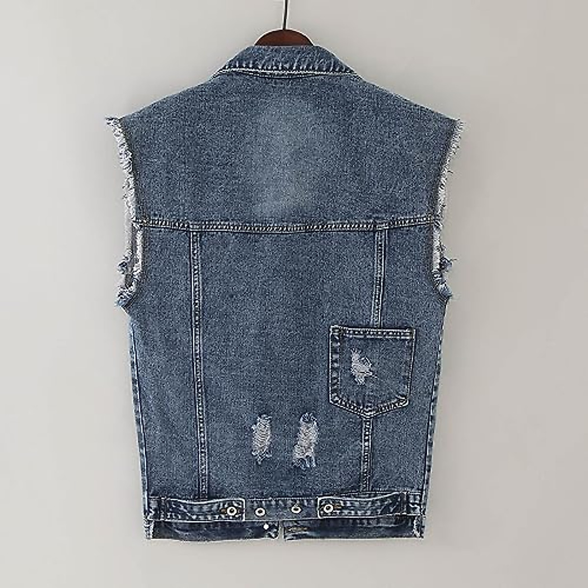 Gerichy Denim Jacket for Women, Oversized Tshirts Shirts for Women, Shirts for Women Trendy, Women's Oversized Denim Jacket Sleeveless Button Down Trendy Ripped Denim Shirt