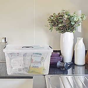 Parlynies Set of 4 Plastic Storage Box with Lid, 18 L Latching Storage Containers Bin, Clear