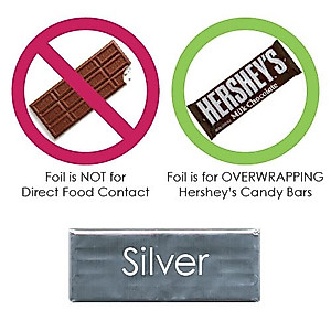 Candy Bar Foil for Overwrapping Chocolate Candy Bars - Silver