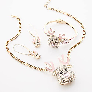 Betsey Johnson Pave Reindeer Pendant Necklace