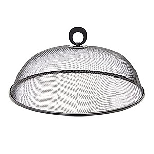 4 Pack Metal Mesh Food Tents for Outdoor Dining, Plate Covers for Outside Parties, Picnics, BBQs (Black, 11 In)