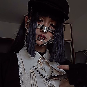 YYDSVOVO Punk Mechanical Mask for Women Men Halloween Party Prom Metal Mask Cyberpunk Mask Cosplay Jewerly Hallowmas Gifts (style 1+style 2)