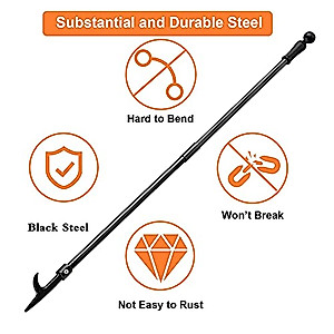 BsBsBest Fire Poker for Fire Pit, 46 Inch Extra Long Portable Campfire Poker for Fireplace, Camping, Wood Stove, Outdoor and Indoor Use, Rust Resistant Stainless Steel Black Finish