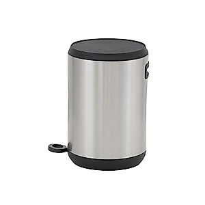 Design Trend 5 Liter Small Round Stainless Steel Step Trash Can with Soft Close Lid 1.3 Gallon, Silver