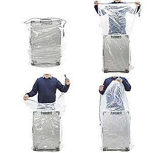 Dust Cover Big Plastic Drawstring Bags Multi-Purpose for Storage and Keeping Luggage, Suitcase Good for Household Organizing Reusable Set of 4