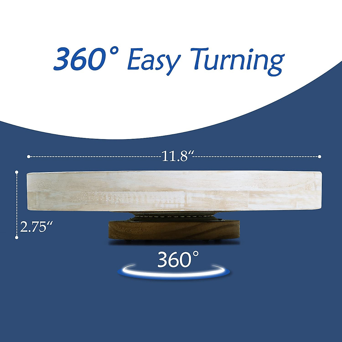 NIKKY HOME Farmhouse Rustic Wood Lazy Susan, 12 Inch Distressed White Wooden Turntable Tray, Decor Centerpiece for Coffee Bar, Kitchen Counter, Dining Room Table