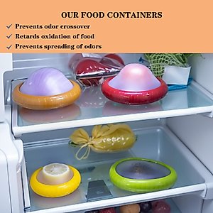 WREAGD Reusable Fruit Vegetable Storage Box Container with Lids for Fridge (Set of 4)