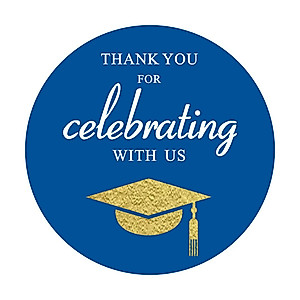 50 Pack of 2" Round Blue Graduation Stickers Graduation Thank You Sticker Labels Candy Stickers for Graduation Party Favors