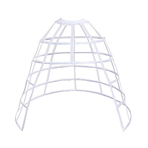 TNUEM Cage Hoop Skirt Petticoat Dress Pannier 5 Hoops Bustle Cage Crinoline (5 Hoops Opening-White)