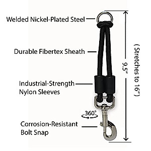 JERK-EASE BUNGEE DOG LEASH EXTENSION – Patented Shock Absorber Attachment Protects You and Your Dogs – Works with ANY Leash & Collar or Harness – a MUST for Retractable Leashes – PICK SIZE/COLOR BELOW