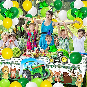 Dark Green Yellow White Balloon Garland Kit - 117PCS Lime Green Yellow White Balloons Tractor Birthday Party for Golf Farmyard Tractor Birthday Graduation Back To School Festival Party Decorations