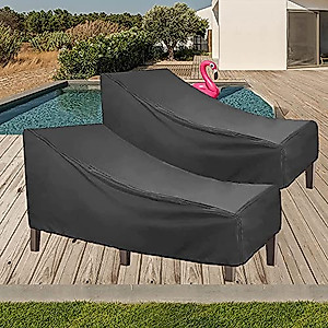 Skyour Patio Chaise Lounge Cover Waterproof Heavy Duty 420D Oxford Outdoor Recliner Cover UV Tear Resistant Pool Bench Chaise Longue Chair Furniture Covers for Garden Yard (1)