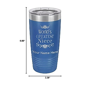 LaserGram 20oz Vacuum Insulated Tumbler Mug, World's Greatest Niece, Personalized Engraving Included (Dark Blue)