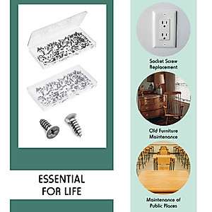 100 Pieces #8 White Screws Wall Plate Screws Painted Antique White Coated Stainless Flat Head Self-Tapping Screw for Wall Plates Switch Covers Replacement Outlet Light Switch Plate (32 x 0.5 Inch)