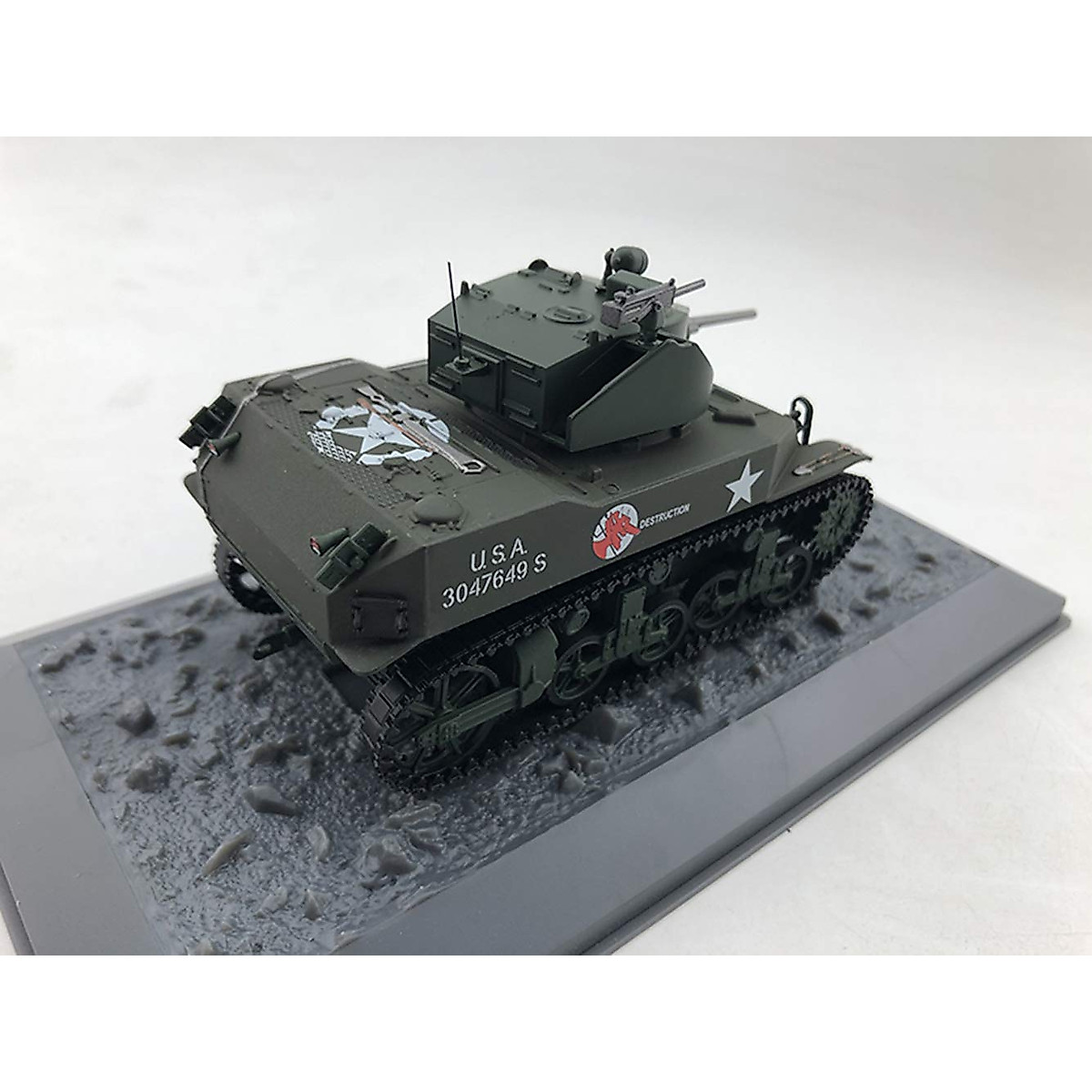 SY-Heat Alloy Tank Model, Military Tank Model M5A1 Light Tank 37Th Tank Battalion Memorial 1/43 Simulation Decoration Commemorative