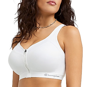 Champion womens Motion Control Zip Sports Bra, White, 34C US