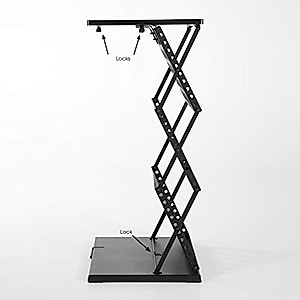 M&T Displays Foldable Counter with Perforated Literature Holder and Carrying Bag, Magazine Rack, Brochure Display Stand, Catalog Leaflet, Flier for Fair, Conference, Shows (Black, 2X(8.5x11))