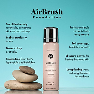 Jerome Alexander MagicMinerals AirBrush Foundation, Spray Makeup with Skincare Active Ingredients, Ultra-Light, Buildable, Full Coverage Formula (Light Medium)