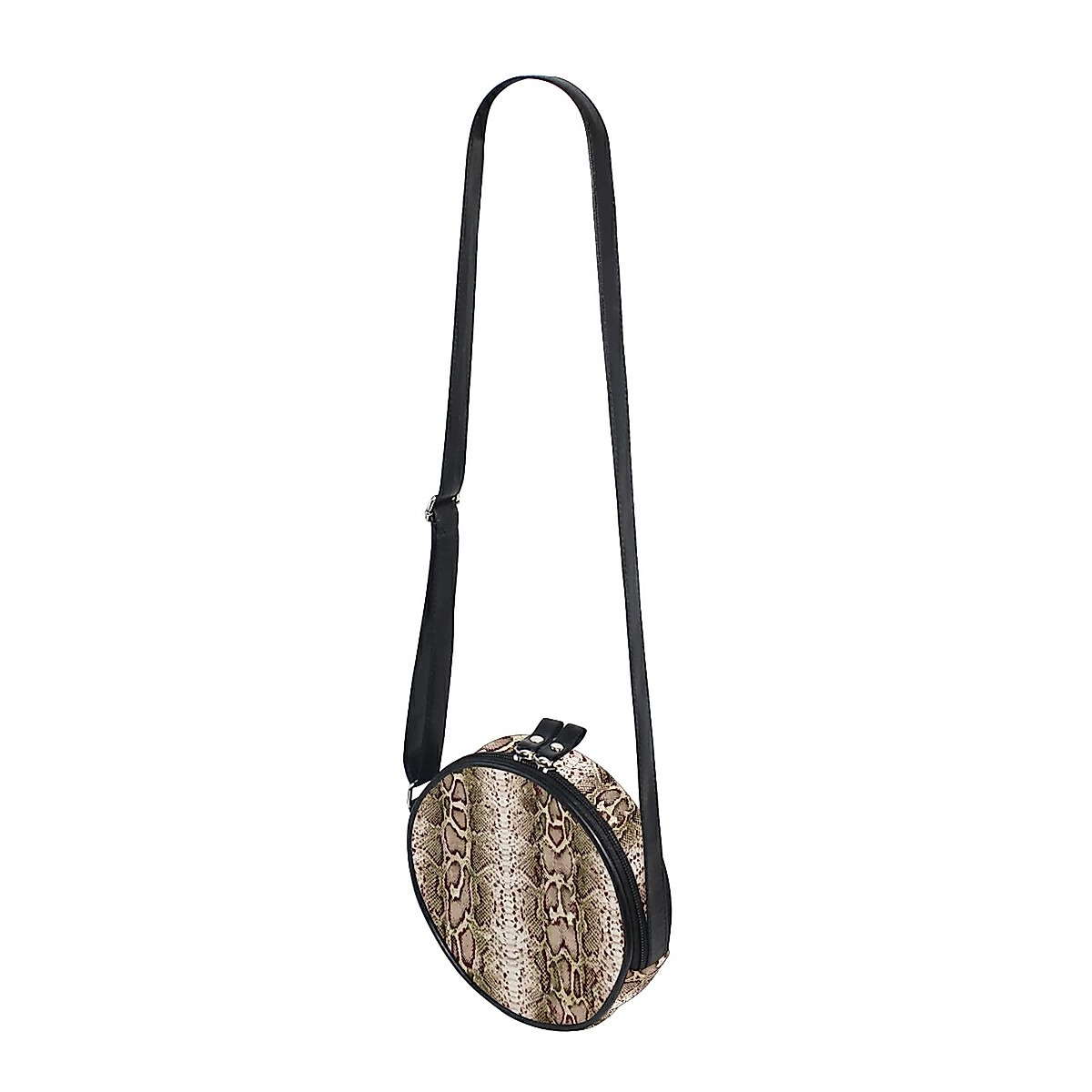 OTVEE Snake Print Animal Skin Crossbody Bag Small Canvas Shoulder Round Bag for Women