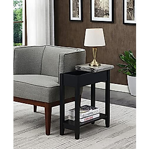 Convenience Concepts American Heritage Flip Top End Table with Shelf, Faux Birch/Black