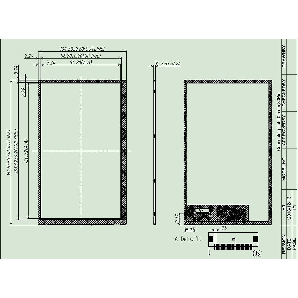 SANZAMELIN 7-inch TFT LCD 800 * 1280 Resolution IPS Full View LVDS Interface capacitive Touch Screen