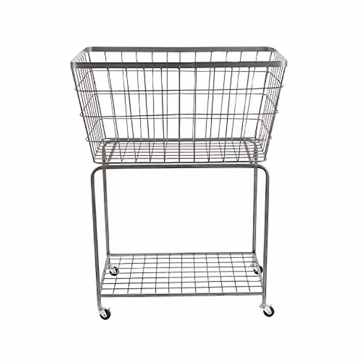 Deco 79 Metal Trapezoid Storage Cart with Wheels, 28" x 18" x 36", Gray
