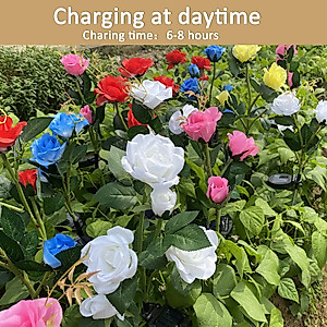 JJGoo 2 Pack Solar Garden Lights, Waterproof Rose Flowers Stake for Outdoor Patio Decorative - Yellow