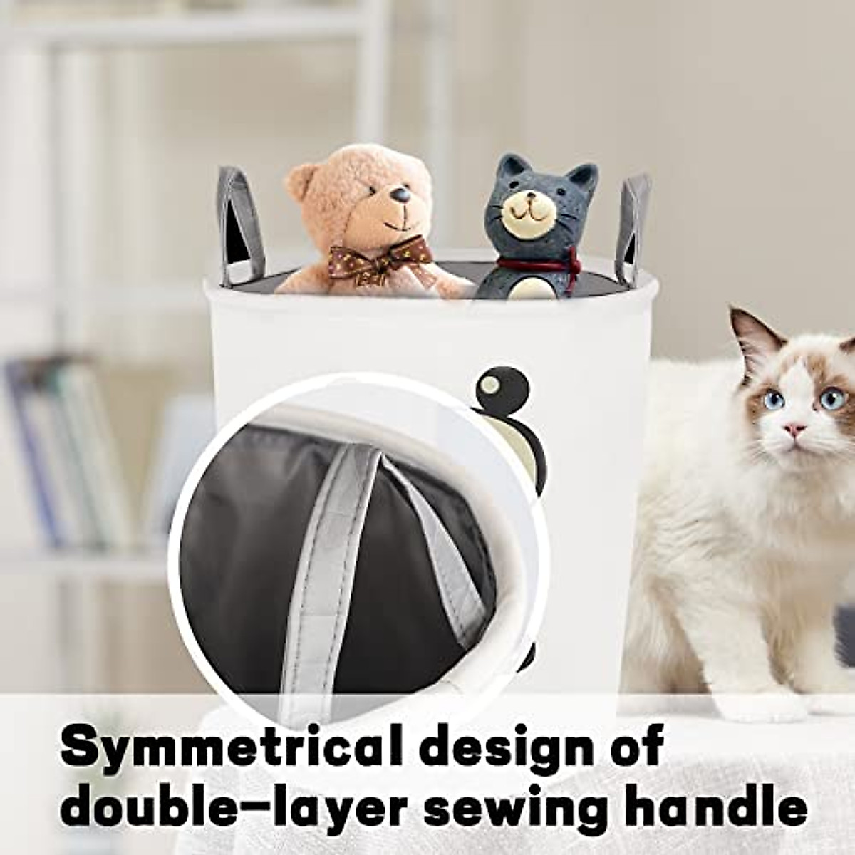 Cpzzkq Waterproof Laundry Baskets 2 pack, Collapsible Laundry Hamper with Carry Handles and Drawstring,Dirty Clother Toys Storage Box Linen and Cotton Fabric Washable Girl Bedroom（lions）