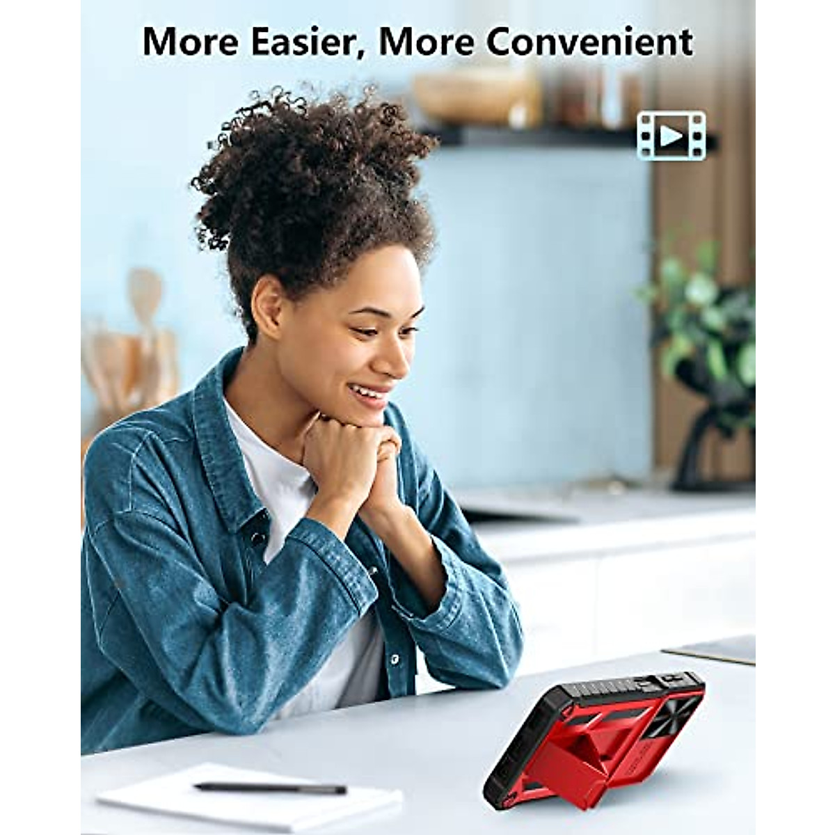 FNTCASE Case for Samsung Galaxy A14-5G: Military Grade Drop Protection Rugged Protective A14 Cell Phone Cover with Belt-Clip Holster Kickstand & Slide | Shockproof Heavy Duty Matte Tough Shell - Red