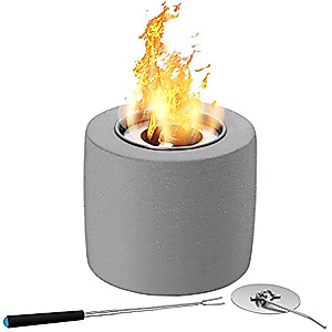 Tabletop Fire Pit with Roasting Stick Extinguisher Cover Tabletop Rubbing Alcohol Fireplace Concrete Outdoor Indoor Fireplace Portable Fire Bowl for Patio Balcony Garden Indoor Outdoor Decor Heater