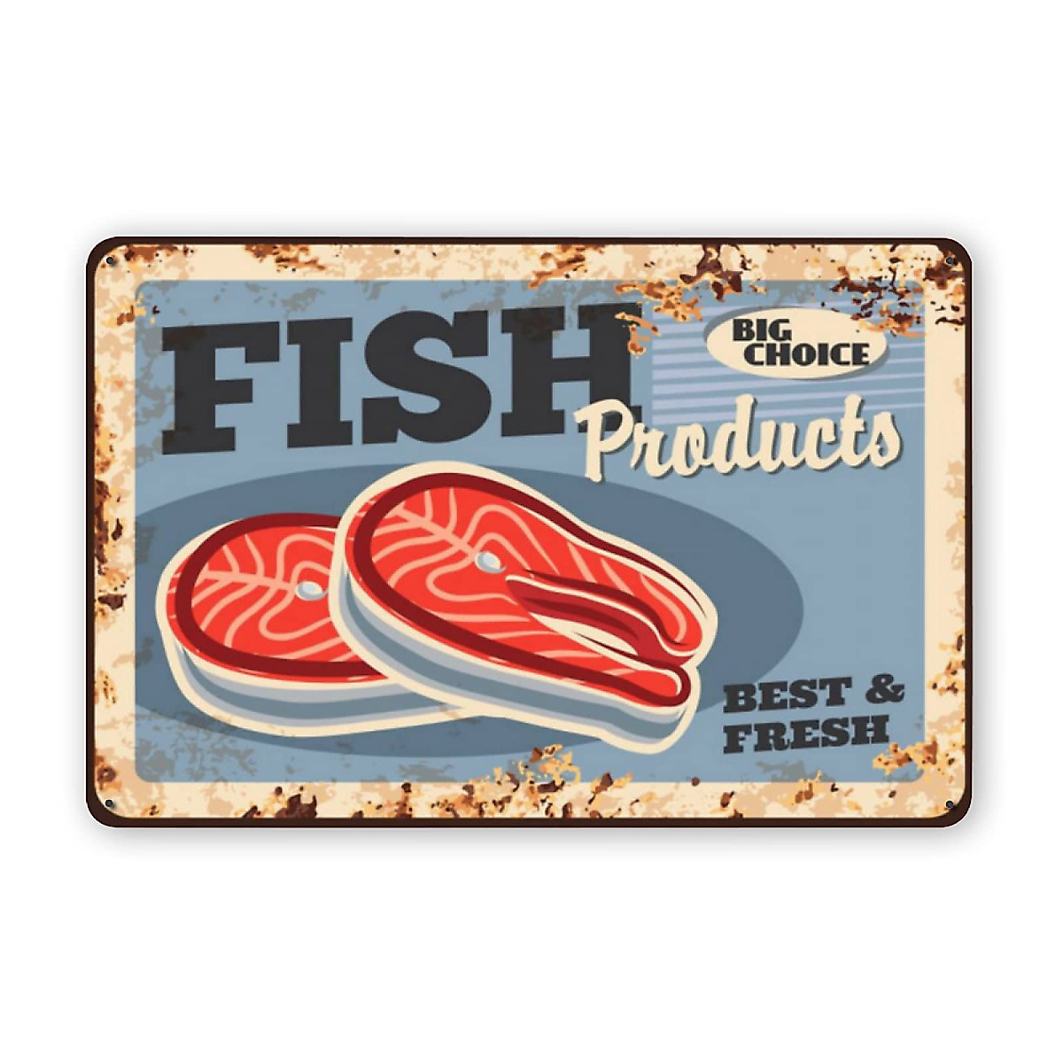 XYHX Iron Sheet Painting-Salmon Fish Rusty Metal Plate (1)(1)-Metal Tin Sign Retro Home Kitchen Office Garden Garage Wall Decor Tin Plaque 8x12inch zs