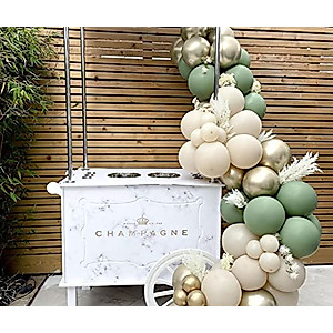 Sage Green Gold Confetti Balloons - 50 pcs Olive Green Blush Gold Metallic Latex Balloon for Eucalyptus Birthday Baby Shower Wedding Bridal Shower Party Decorations