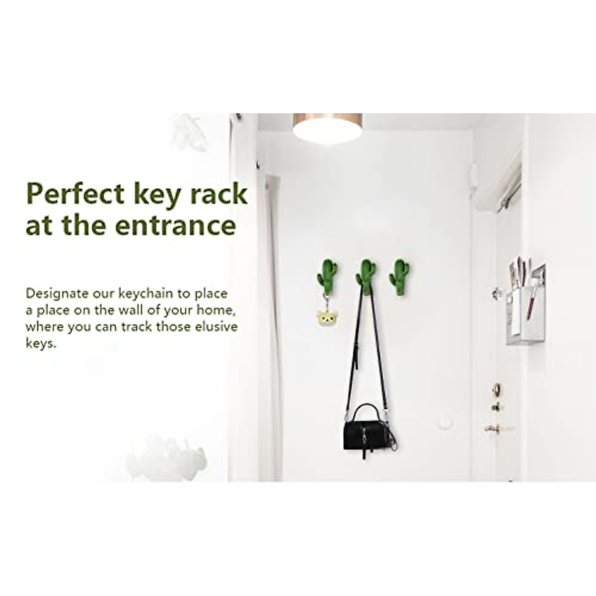 Cute Adhesive Hooks, Decorative Wall Hooks, Cactus Shaped Key Hooks for Home Apartment Entryway Decor-Wall Key Holder for Hanging Keys Purses, Double Sided Adhesive Wall Key Hooks-Green/3Pcs