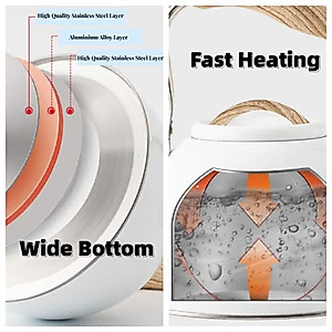 Tea Kettle, 3.2 Quart Whistling Tea Pot for Stovetop,Tea Kettles Stove Top with Cool Grip Ergonomic Handle, Stainless Steel Teapot White