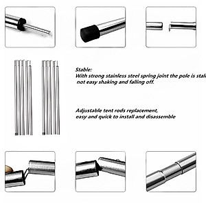 Adjustable Tarp Pole Canopy Pole Set of 2, Portable Tent Poles Rodsfor Camping Tarps,Tent,Awnings, Shelters, Hiking