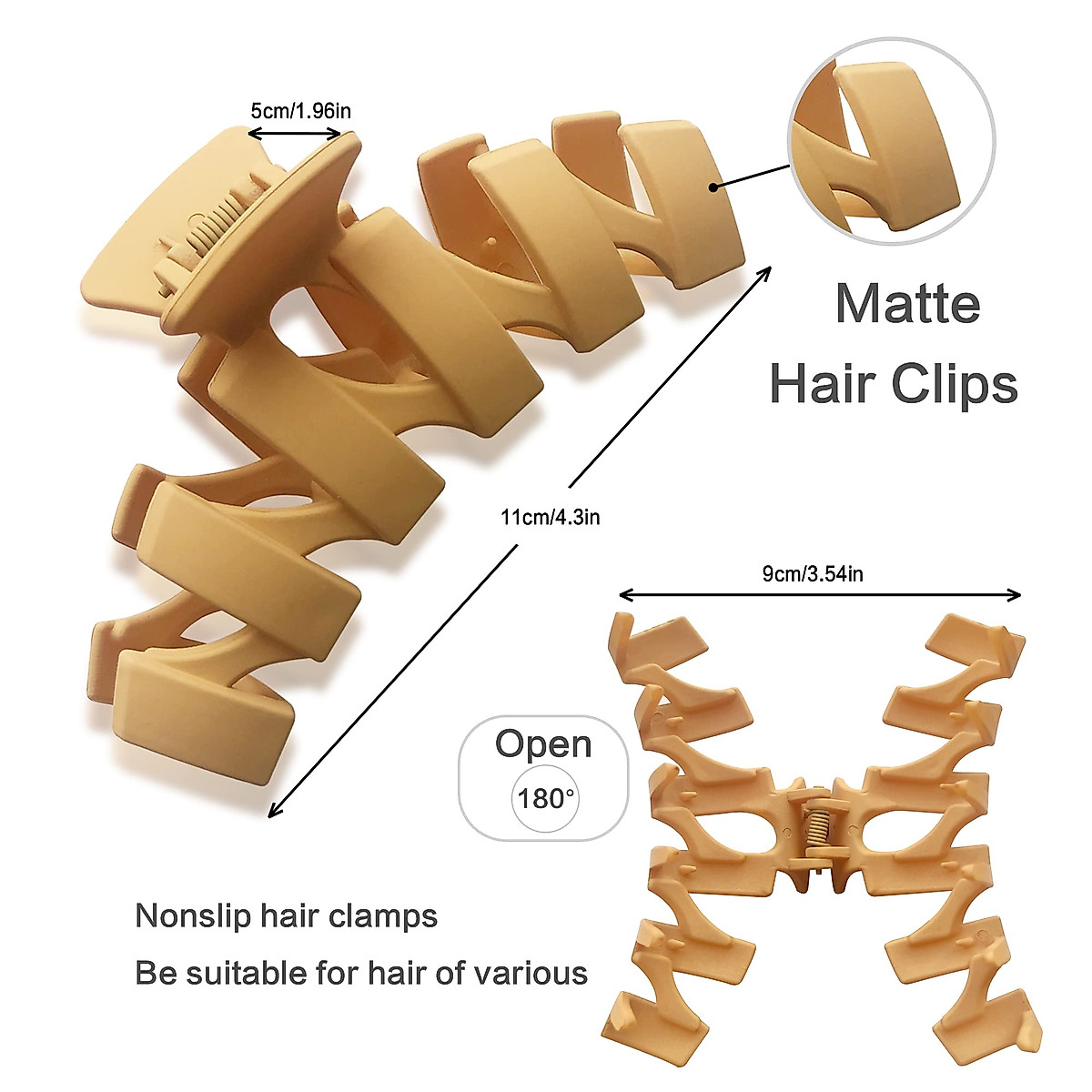 Large Hair Clips 4 Inch Non Slip Jaw Clips, Strong Hold Claw Clips for Thin Hair, Big Hair Clips for Women Thick Hair 6 Colors (6 Pieces)