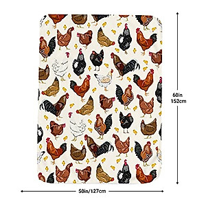 Chicken Fleece Plush Blanket Funny Rooster Lightweight Throw Blanket for Couch Bed Chicken Room Decor Fuzzy Super Soft Blankets Chicken Gifts for Kids Adults Women 50"x60" (Chicken, 50"x60")