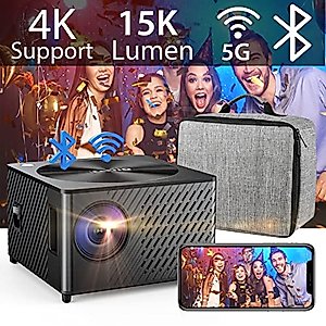 OTOUCH Native 1080P Projector 15000LM/600ANSI 5G WiFi Bluetooth Projector 4K Support 4P Keystone/Phone Sync/Dual HiFi Speakers/BT Remote/Good Heat Dissipation for Phone PC TV Stick Switch PS5