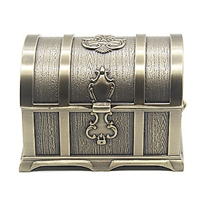 AVESON Rectangle Vintage Metal Treasure Chest Trinket Jewelry Box Gift Box Ring Case for Girls Ladies Women, Medium, Bronze