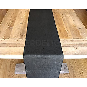 CleverDelights 14" Black Burlap Roll - Finished Edges - 10 Yards - Jute Burlap Fabric