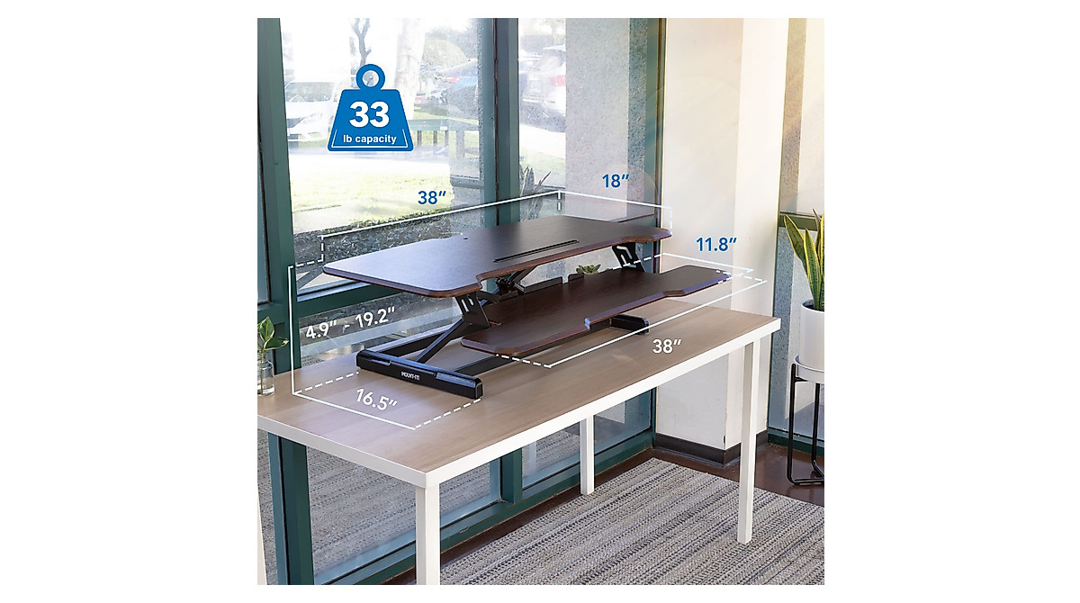 Mount-It! Height Adjustable Desk Converter, 38” Wide Tabletop Standing ...