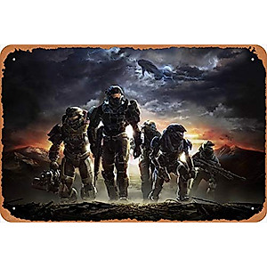 Shvieiart Halo Reach Key Art Poster Iron Painting Wall Poster Metal Vintage Band Tin Signs Retro Garage Plaque Decorative Living Room Garden Bedroom Office Hotel Cafe Bar, 8 x 12 Inch
