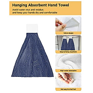 Ldtrchee Navy Blue Hand Towel with Hanging Loop, Abstract Mountains Line Minimalist Art Hanging Tie Towels Set 2 Pcs, Kitchen Absorbent Towel for Bathroom Tea Bar Laundry