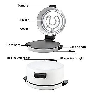 EKLART Electric Nonstick Pizza Maker,Pizza Oven 12-inch / 30cm, Double-Sided Nonstick Heating Plate, Perfect for Pizzas/Pancake/Nachos/Fajitas/Omelettes,White