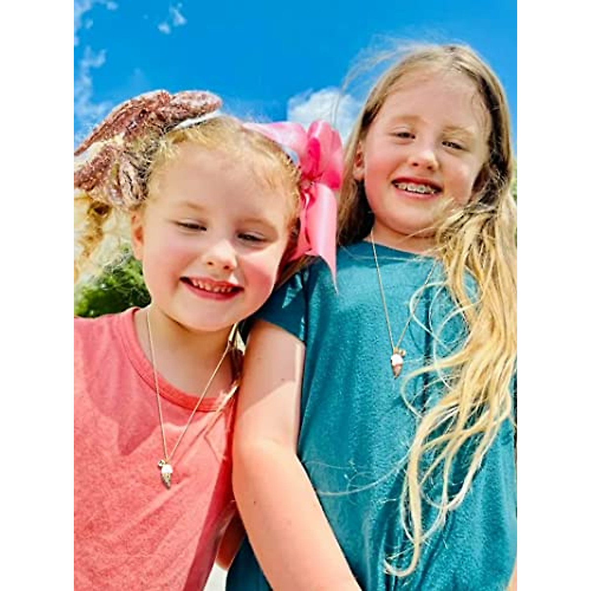 HUASAI Bff Necklace for 2 Girls Matching Friendship Necklace Half Heart Pendant Flamingo Necklace Best Friends Necklaces for Sister Birthday Gifts (D: white heart necklace)