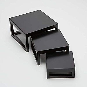 American METALCRAFT, Inc. American Metalcraft AWRSP Square Wood Frame Risers, Black, Set of 3