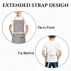 XLSXEXCL 2 Pack Stripes Kids Apron, Kids Cooking Aprons with 2 Pockets, Cute Kids Aprons for Cooking for Boys and Girls Adjustable Chef Baking Aprons Artist Apron for Cooking, Cleaning, Painting