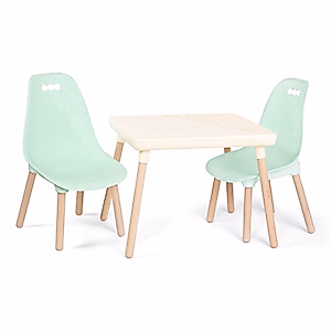 B. toys- B. spaces- Table and Chair Set- Furniture For Toddlers- 1 Craft Table & 2 Chairs- Natural Wooden Legs- Mint- 3 years +