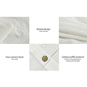 ZJZC Art 100% Cotton Waffle Weave Duvet Cover Set,Luxury Bedding Set 3 Pieces, Super Soft,Easy Care,Simple Style,for All Season, with Buttons Closure and Zipper (Creamy White, King)