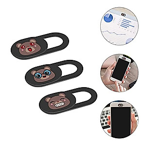 Cartoon Bear Camera Cover Slide: 3PCS Cute Animal Pattern Webcam Protection Cover Slide Phone Camera Blocker Ultra Thin Cover Slide for Laptop Tablet Mobile Phone